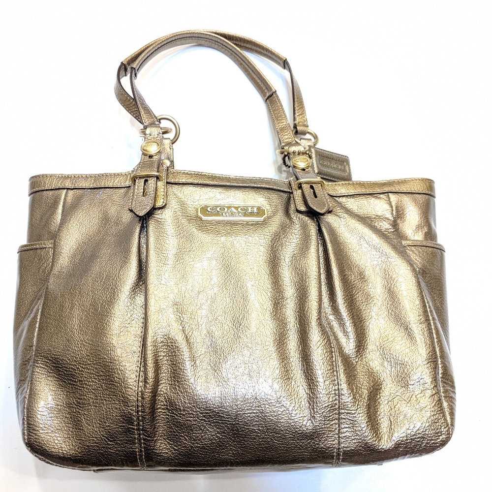 Coach Shiny Metallic Gold Tote - Gem